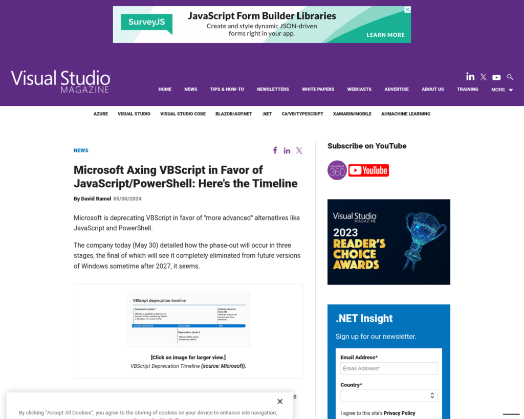 Microsoft が VBScript を廃止し、JavaScript/PowerShell を導入: タイムラインはこちら — Visual Studio Magazine - プロンプトハブ