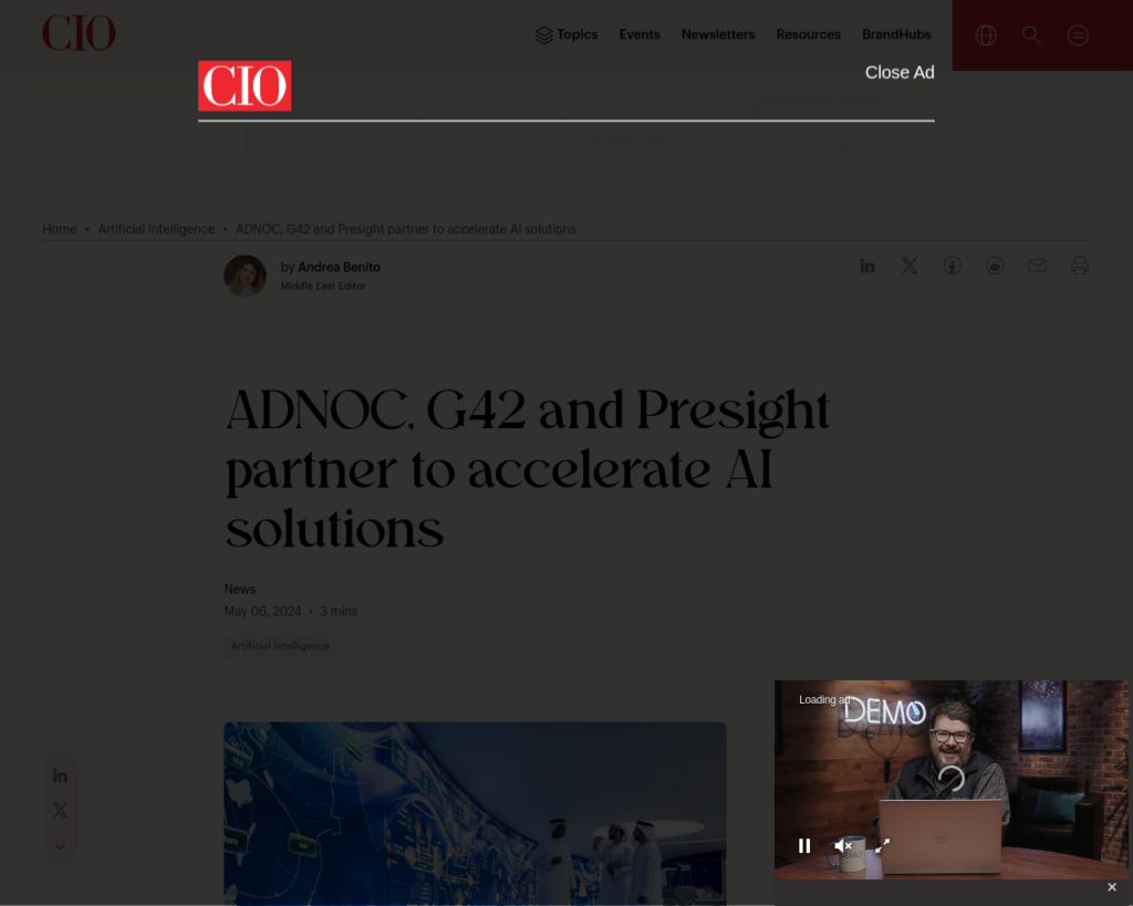 ADNOC、G42、Presight が AI ソリューションの加速に向けて提携 | CIO - プロンプトハブ