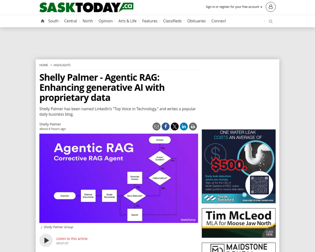 Shelly Palmer – Agentic RAG: 独自のデータで生成 AI を強化 – SaskToday.ca - プロンプトハブ
