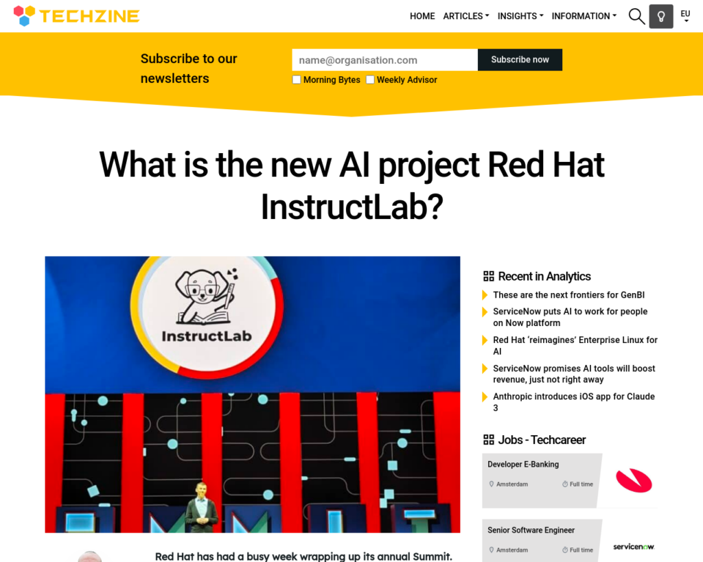 新しい AI プロジェクト Red Hat InstructLab とは? – Techzine Europe - プロンプトハブ