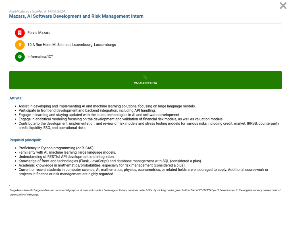 Mazars、AIソフトウェア開発およびリスク管理インターン - プロンプトハブ